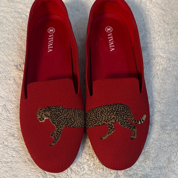 Vivaia | Shoes | Vivaia Red Leopard Embroidered Womens Loafers | Poshmark